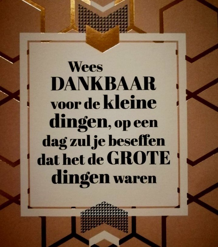 Wees dankbaar om de kleine dingen. | Oneliners op www.one-liners.nl
